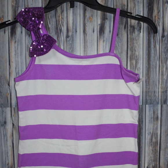 Justice | Shirts & Tops | Justice Girls Purple Stripe Tank Top 6 Sequin ...